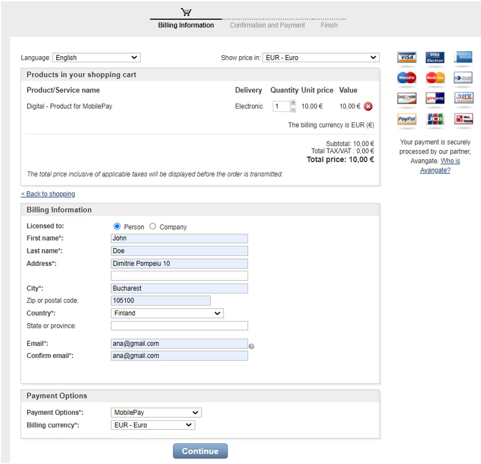 MobilePay | Documentation | 2Checkout